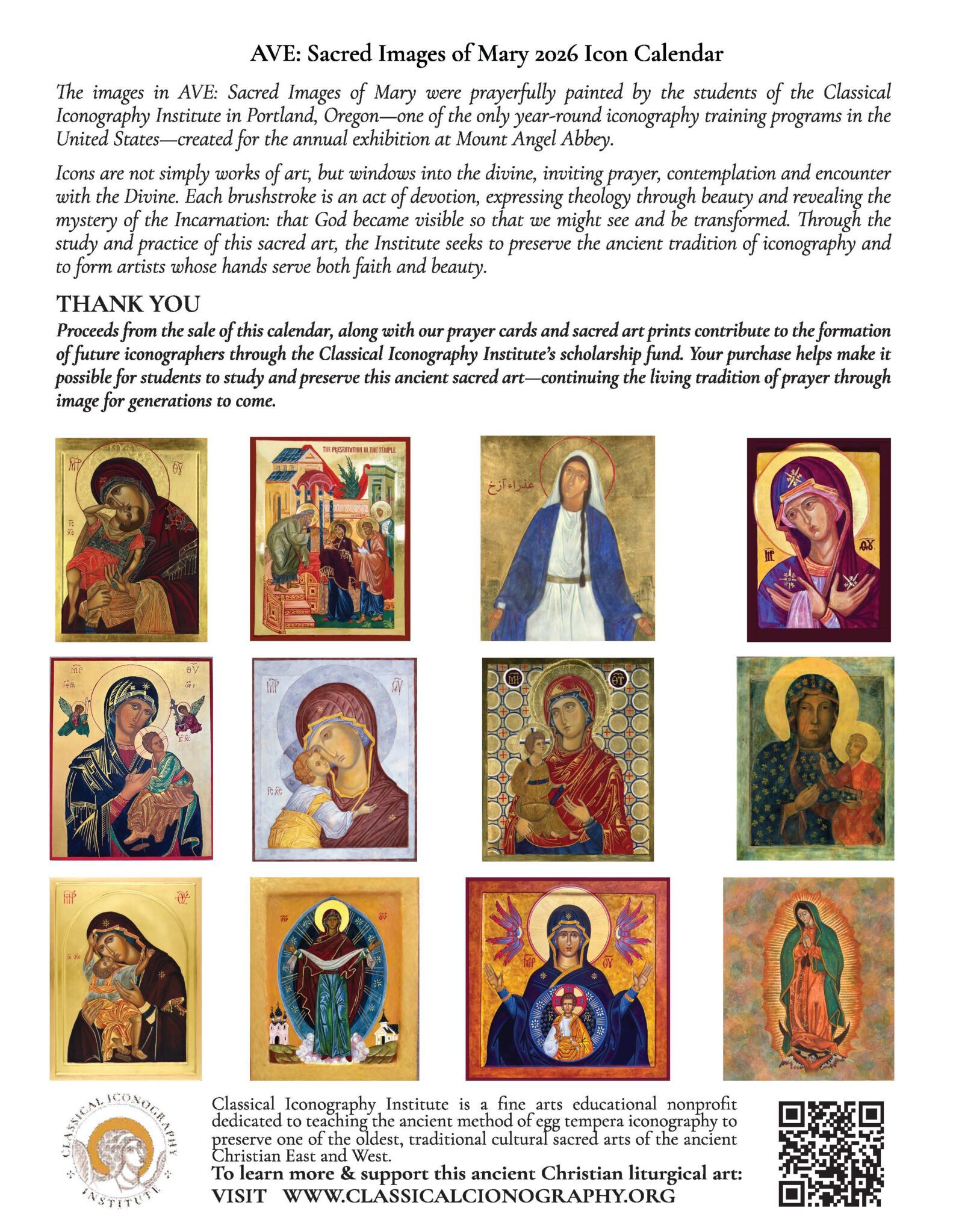 2026 Icon Calendar - Classical Iconography